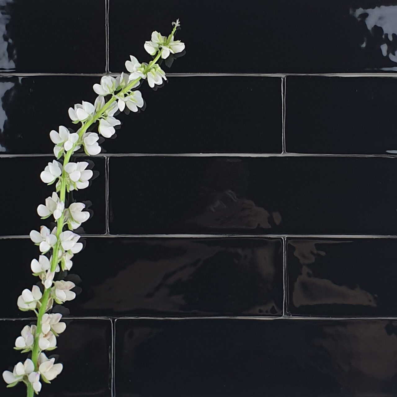 Nada Subway Tile | Black Gloss Irregular Edge - Tile Warehouse